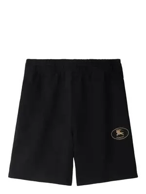 Burberry Knight Stamp Cotton Shorts - Black