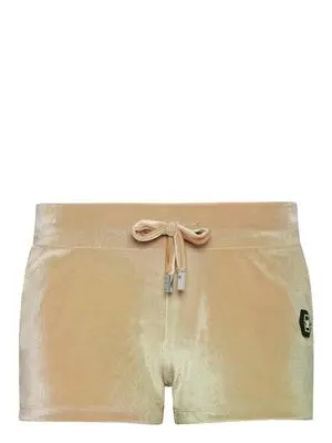 Philipp Plein Rhinestone Embellished Velvet Drawstring Shorts - Neutrals