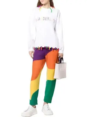 Mira Mikati Wavey Stripe-print Intarsia Trousers - Multicolour