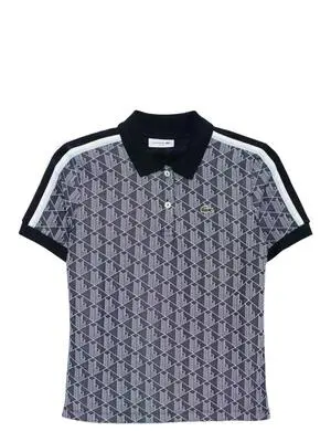 Lacoste Monogram Jacquard Polo Top Blue
