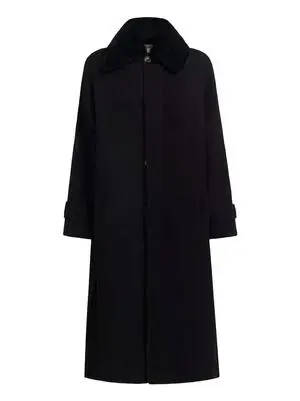 Marni Single-breasted Coat With Faux Fur Collar - Black