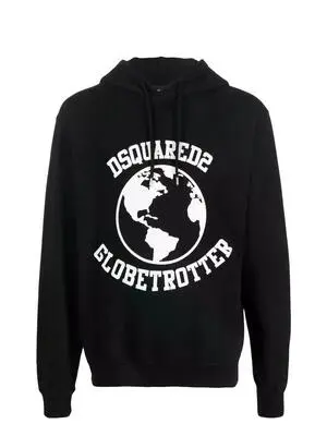 Dsquared2 Globetrotter Logo Hoodie - Black