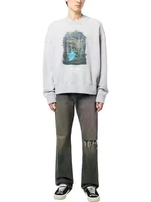 Palm Angels Graphic-print Cotton Sweatshirt - Grey