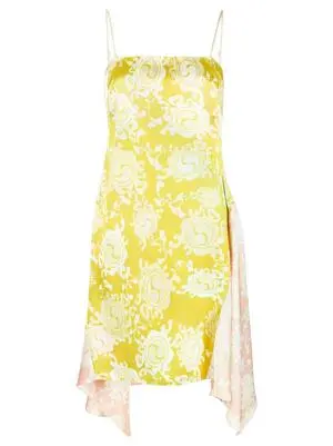 Dsquared2 Floral Print Draped Dress - Yellow