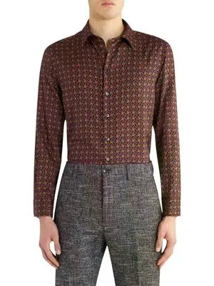 Etro Graphic-print Cotton Shirt - Red