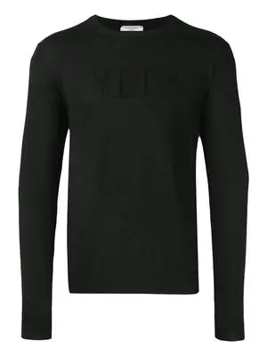 Valentino Garavani Logo Embossed Virgin Wool Jumper - Black