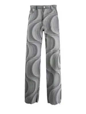 JORDANLUCA JORDANLUCA Geometric-Pattern Faded Straight Leg Trousers
