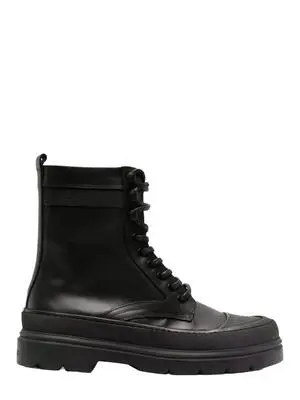 Calvin Klein Debossed Leather Ankle Boots - Black