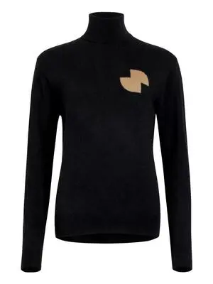 PATOU Wool-cashmere Roll Neck Sweater With Jacquard Logo Motif - Black