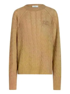 Etro Logo-embroidered Cable Knit Jumper - Neutrals