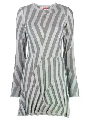 Kenzo Geometric Knit Minidress - Grey