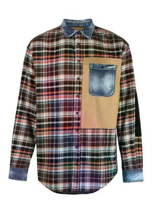 Dsquared2 Denim-details Check-pattern Shirt - Brown