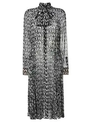 Versace Logo-print Silk Shirtdress - Black