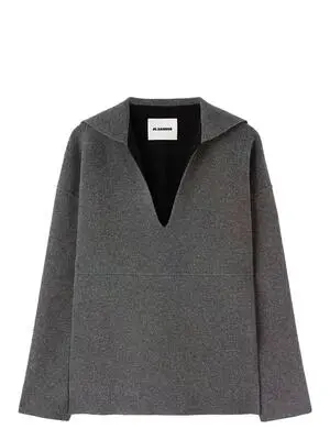 JIL SANDER Sailor Collar Knit Top - Grey