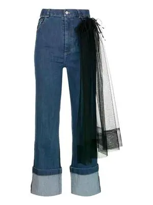 ACT Nº1 Cropped Jeans With Tulle Detailing - Blue