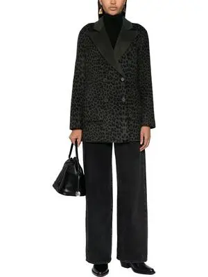 P.a.r.o.s.h Cheetah-print Double-breasted Blazer - Green