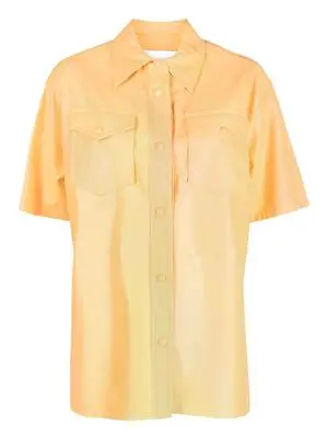 STAND STUDIO Norea Faux-leather Short Sleeve Shirt - Orange