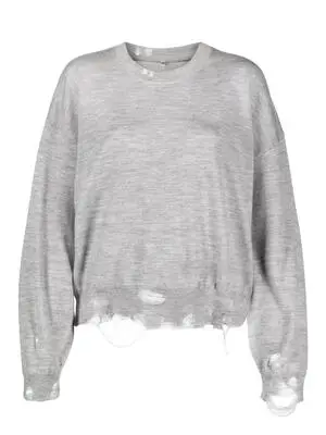 R13 Distressed Merino-wool Jumper - Grey