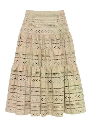 Elie Saab Embroidered Midi Skirt - Neutrals