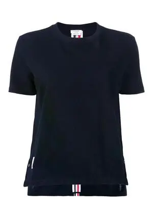 Thom Browne Relaxed Fit Piqué T-shirt With Signature Trim - Blue