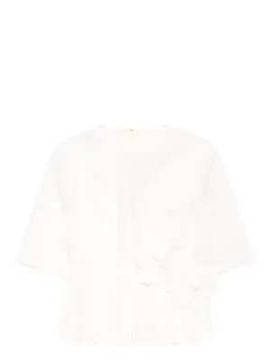 Elie Saab White Poplin Blouse With 3d Detailing - Neutrals