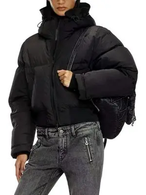 DIESEL® Hooded Quilted Jacket - Black