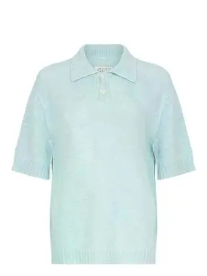 MAISON MARGIELA Short-sleeve Hemp Polo Top - Blue