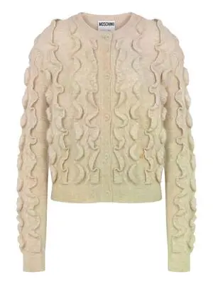 Moschino Ruffled Wool Blend Cardigan - Neutrals
