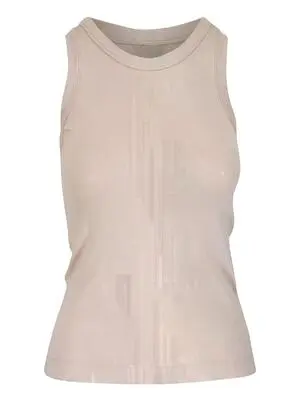 Brunello Cucinelli Fine-ribbed Tank Top With Monili Chain Detail - Neutrals