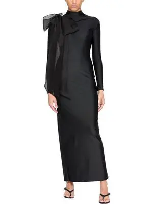 ATU BODY COUTURE Jersey And Satin Maxi Dress With Drape Detail - Black