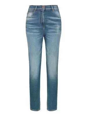Balmain Logo Plaque Slim-cut Jeans - Blue