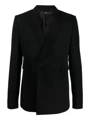 SAPIO Double-breasted Wool-cotton Blazer - Black