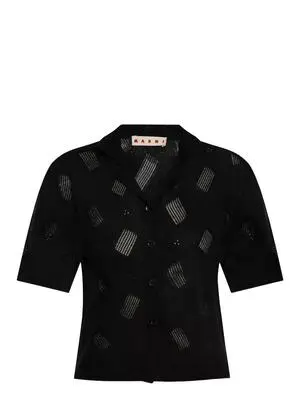 Marni Embroidered Short-sleeve Shirt - Black