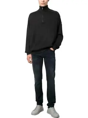 Calvin Klein Cotton-blend Quarter-zip Jumper - Black