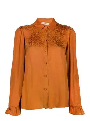 TWINSET Animal-print Ruffle-cuffs Shirt - Brown