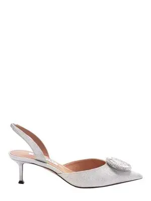AQUAZZURA Crystal Hoop Slingback Pumps - Silver