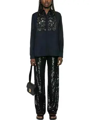 P.a.r.o.s.h Gong Straight-leg Sequin Trousers - Black
