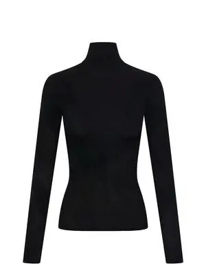 DION LEE Helix High Neck Knitted Top - Black