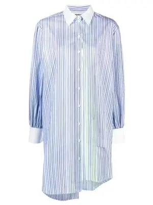 Moschino Striped Asymmetric Shirt Dress - Blue