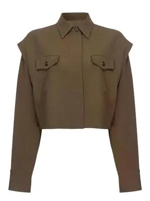Pinko Cropped Shirt With Box-pleat Detail - Brown