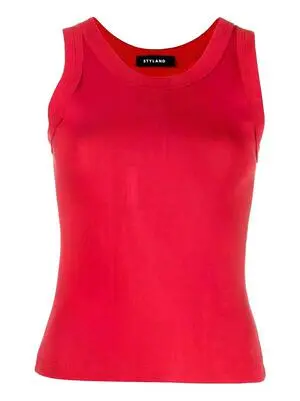 STYLAND STYLAND Slim-Cut Organic Cotton Tank Top Red