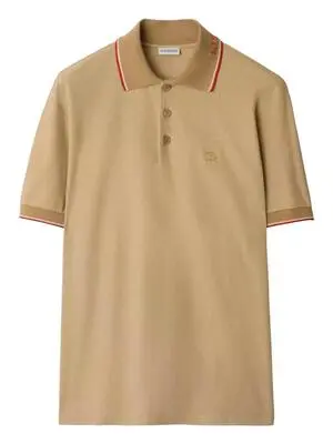 Burberry Logo Collar Cotton Polo Shirt - Neutrals