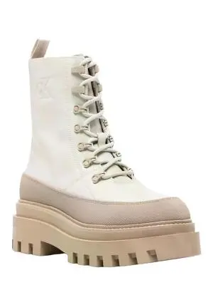 Calvin Klein Logo-debossed Leather Boots - Neutrals