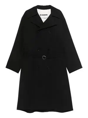 JIL SANDER Belted Double-breasted Coat - Black