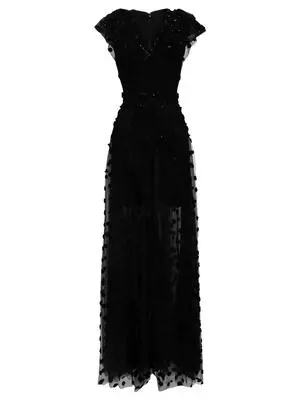 SAIID KOBEISY Beaded Tulle Gown - Black
