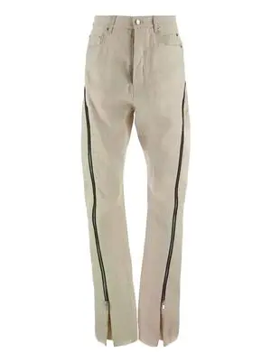 Rick Owens Straight-leg Trousers With Decorative Zip Detailing - Neutrals