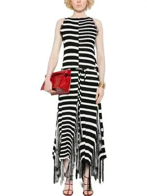 Proenza Schouler Yves Maxi Dress With Fringe Detailing - Black