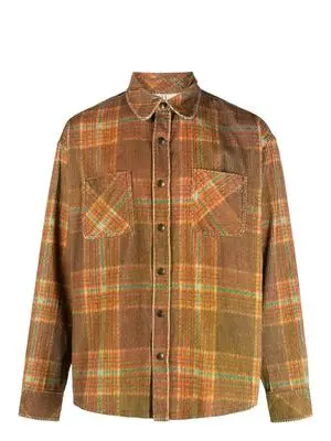 ERL Check-print Cotton Shirt - Brown
