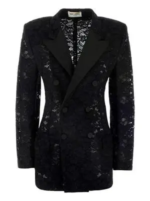 Saint Laurent Double-breasted Tuxedo Jacket - Black