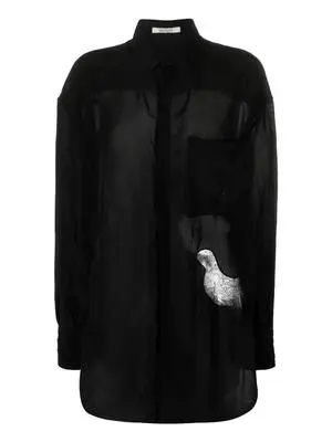 Gauchère Lace-appliqué Satin Shirt - Black